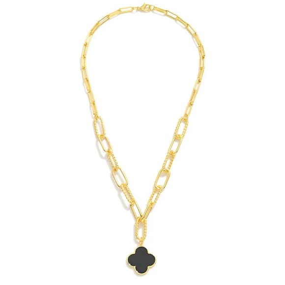 Jewelry | Black Clover Necklace With Paper Clip Chain | Poshmark